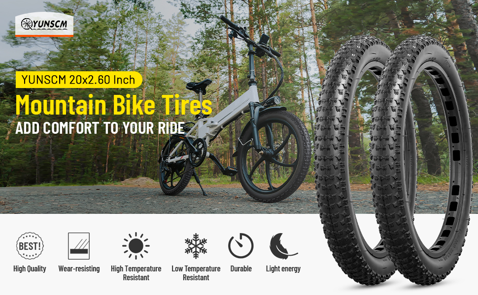 Amazon.com : YUNSCM 20" Mountain Bike Tires 20x2.60/66-406 and 20" Heavy Duty Bike Tubes ...