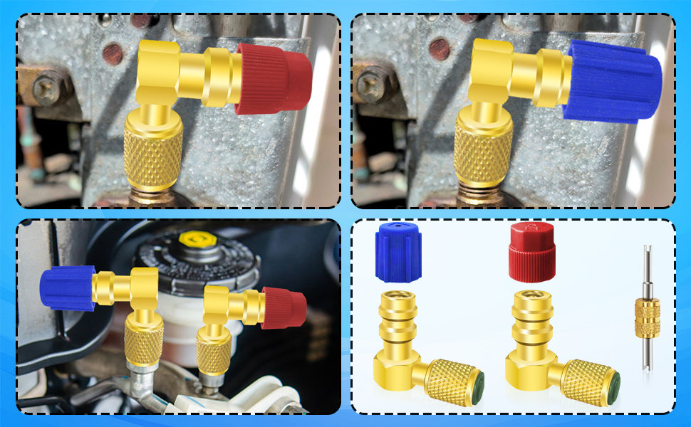 Amazon.com: FANOVO R12 to R134A AC Fitting Adapter Kit, Quick Coupler Valve A/C 90° Fitting ...