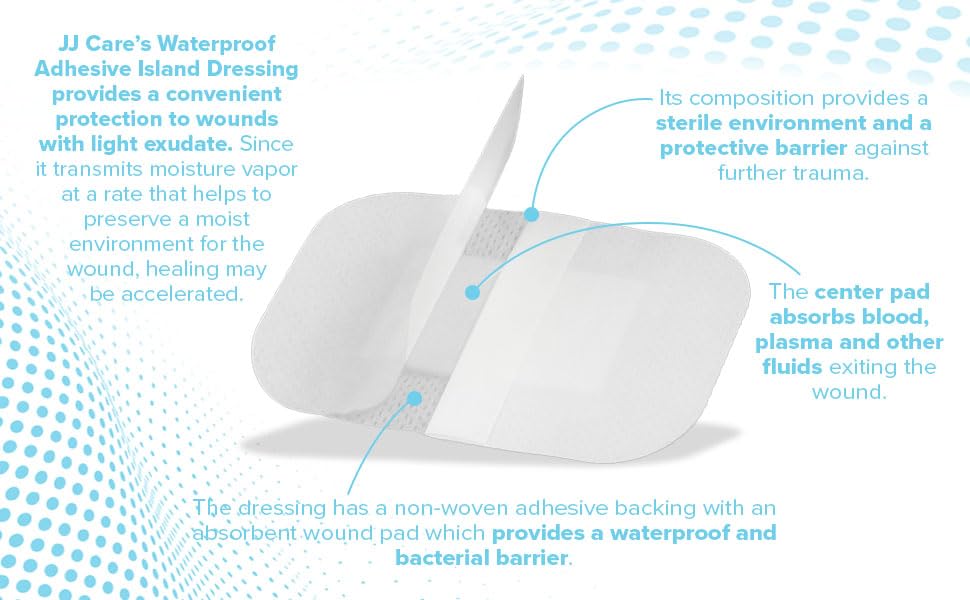Amazon.com: JJ CARE Waterproof Adhesive Island Dressing [Pack of 50], 2" x 3.75" Sterile ...