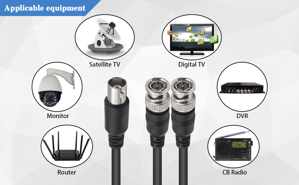 Amazon | Poyiccot BNC 分岐ケーブル 50cm、2*BNCオス - BNCメス 同軸ケーブル、2分配 BNCケーブル 50Ω BNC延長ケーブル/HD-SDIケーブル ...