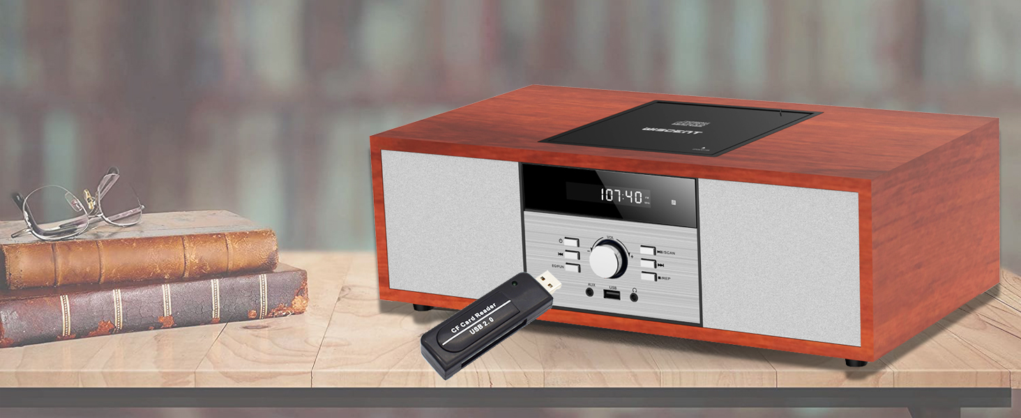 Nostalgic Bluetooth Stereo System for Home, WISCENT Vintage Micro HiFi ...