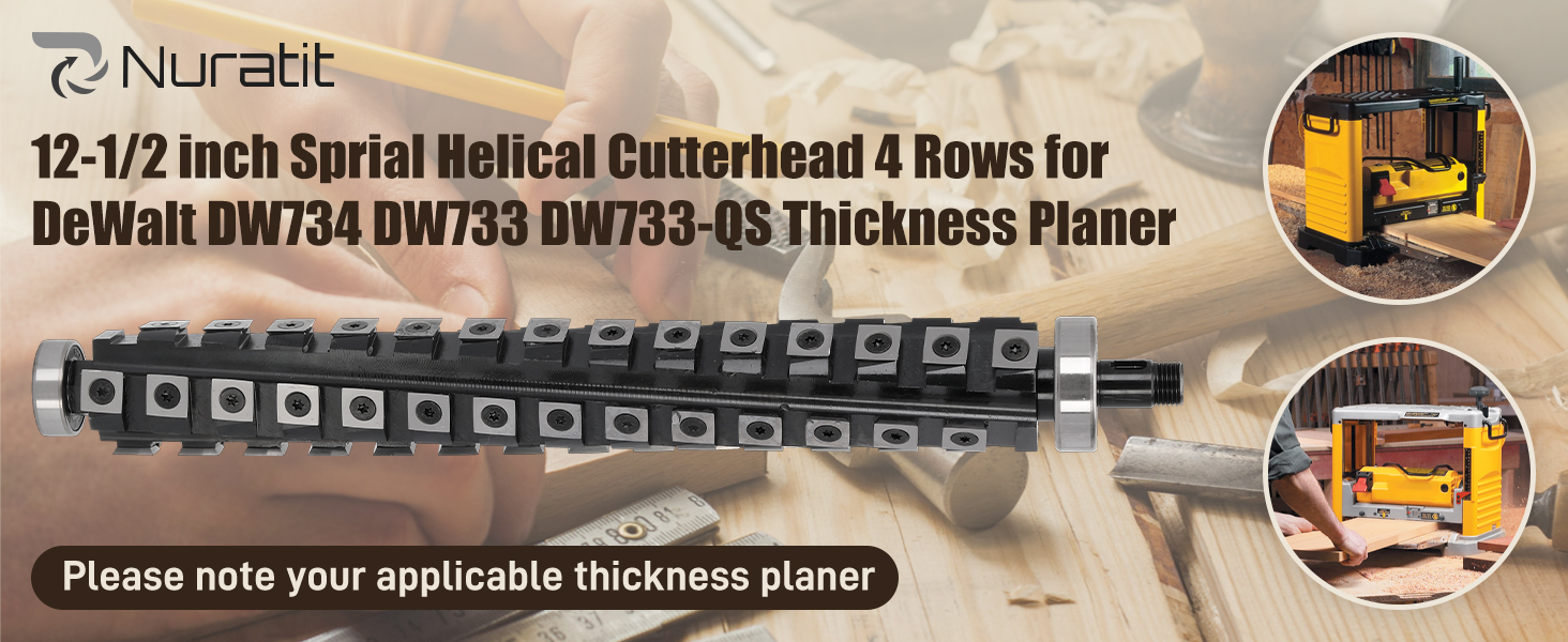Upgrade 12-1/2 Inch Sprial Helical Cutterhead Compatible with DeWalt DW734 DW733 DW733-QS Planer ...