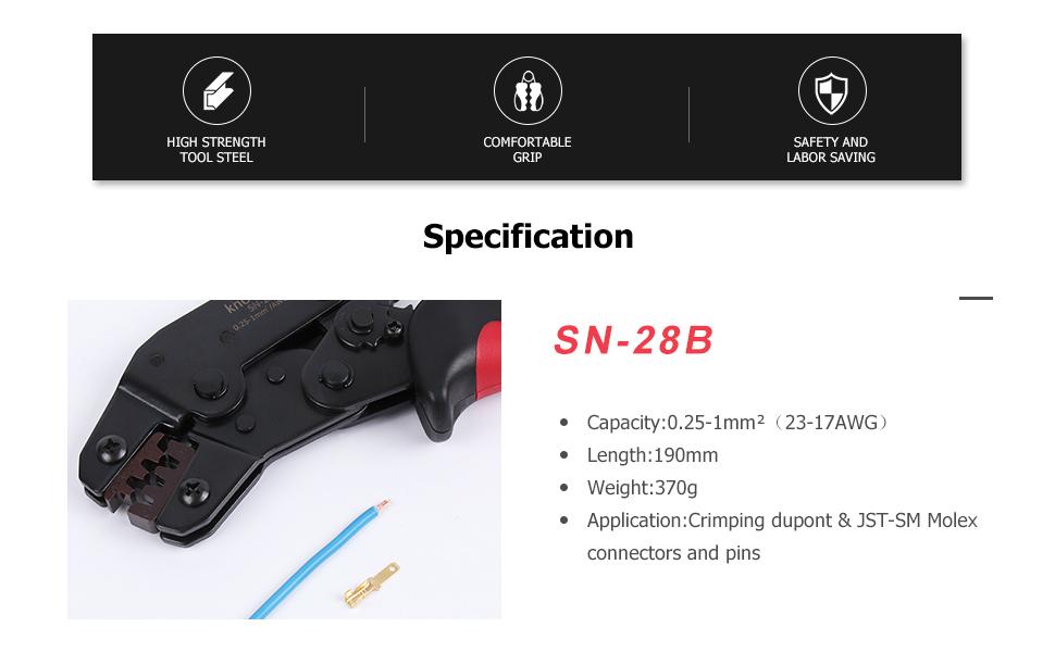 Knoweasy SN-28B Wire Crimping Tool - Terminal and Wire Crimper for 3.96mm, 2.54mm, 2.5mm Pitch ...