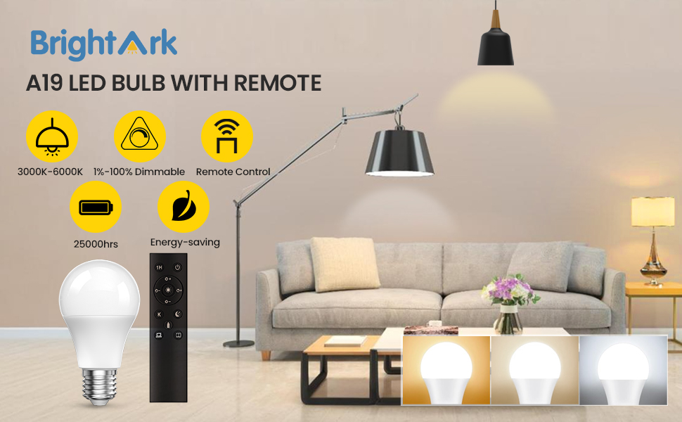 A19 LED Light Bulbs with Remote Control, 9W LED Bulbs 60W Equivalent ...