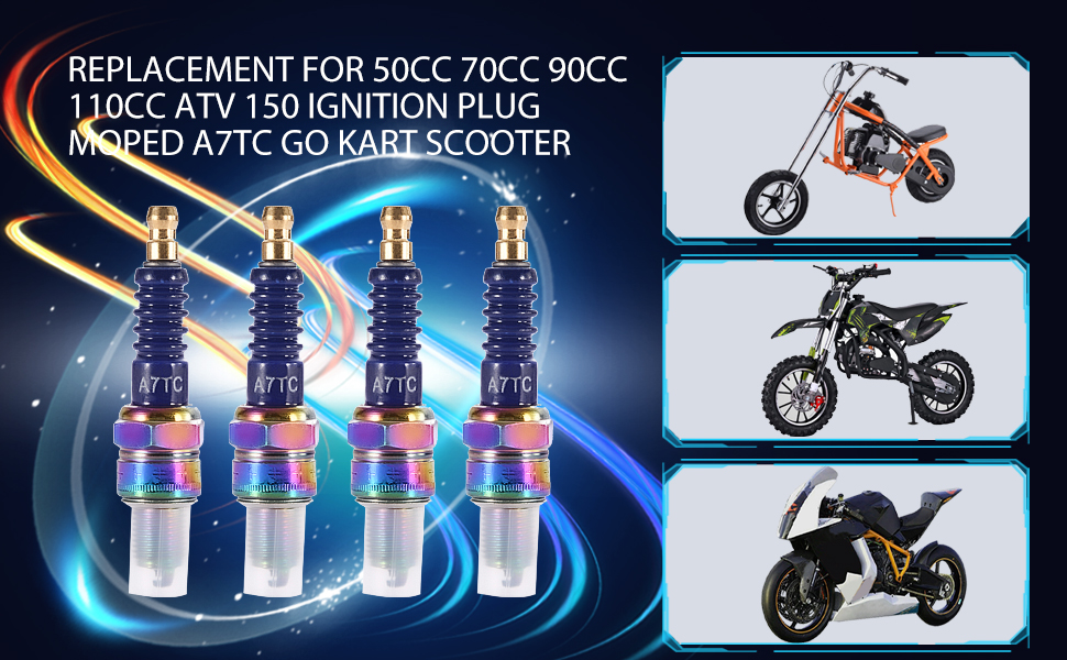 Amazon.com: GOOFIT High Performance Motorcycle A7TC Spark Plug 50cc 70cc 90cc 110cc ATV 150cc ...
