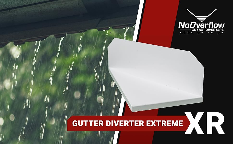 NoOverflow Extreme XR Rain Gutter Diverter, Right Flow Rain Diverter ...
