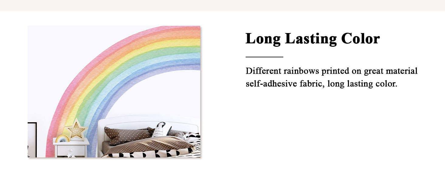 Amazon.com: funlife Fabric Large Rainbow Wall Mural Stickers Peel and Stick, Precut Giant Left ...