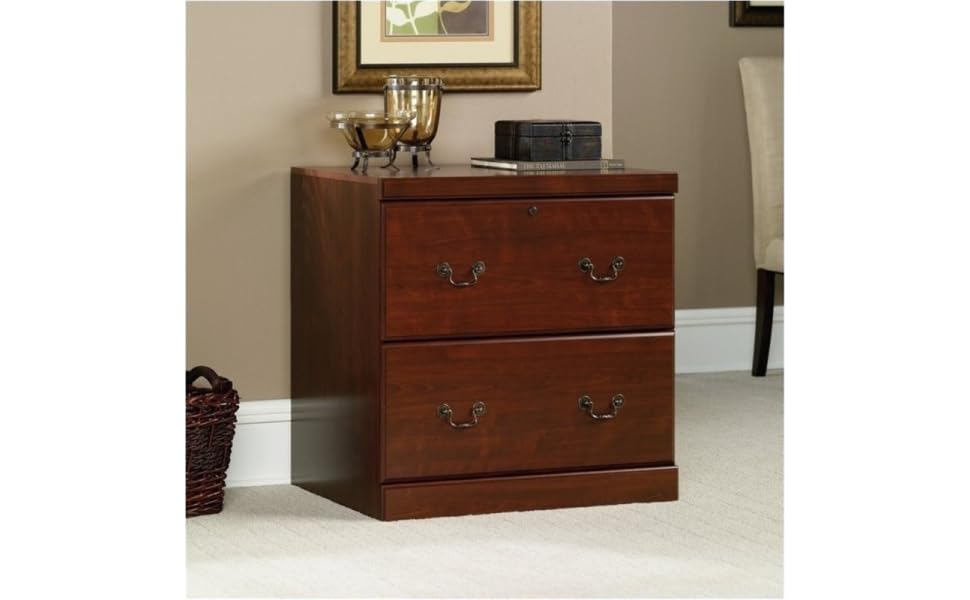 Amazon.com: BOWERY HILL 2 Drawers 30.13" Lateral Cherry Engineered Wood Filing Cabinet Lockable ...