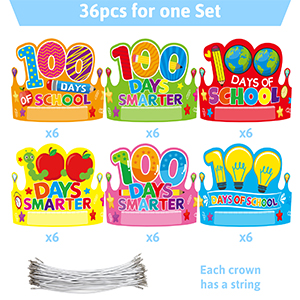 Amazon.com: Treasure Cove 100 Days Paper Crowns 100th Day of School ...