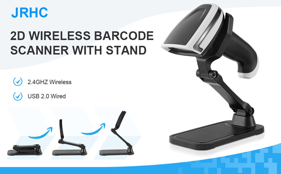 Amazon.com : JRHC 2D Barcode Scanner Wireless, Bluetooth QR Code Scanner Handheld Bar Code ...