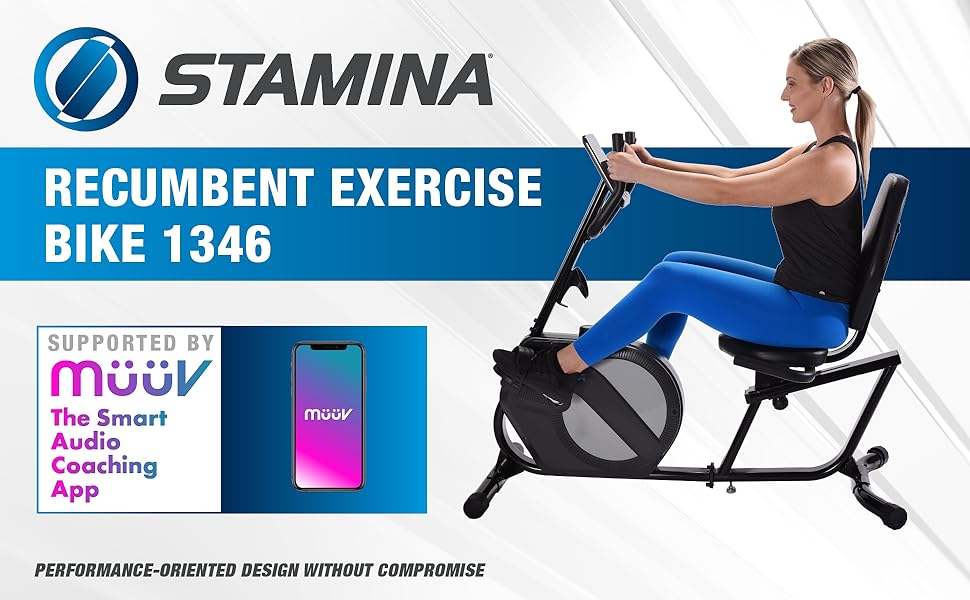 Stamina Recumbent Exercise Bike for Home 346 w/ Smart Workout App - Stationary Bike for Adults ...