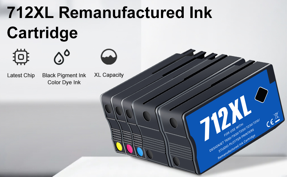 Amazon.com: Remanufactured 712xl Ink Cartridge Replacement for HP Designjet T650 T630 T230 T210 ...
