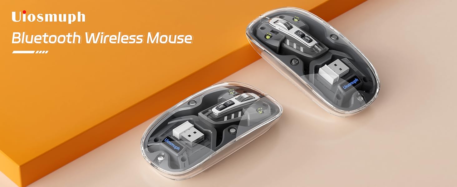 Amazon.com: Uiosmuph Bluetooth Wireless Mouse Tri-Mode (Dual BT5.1+2.4GHz) USB C Rechargeable ...