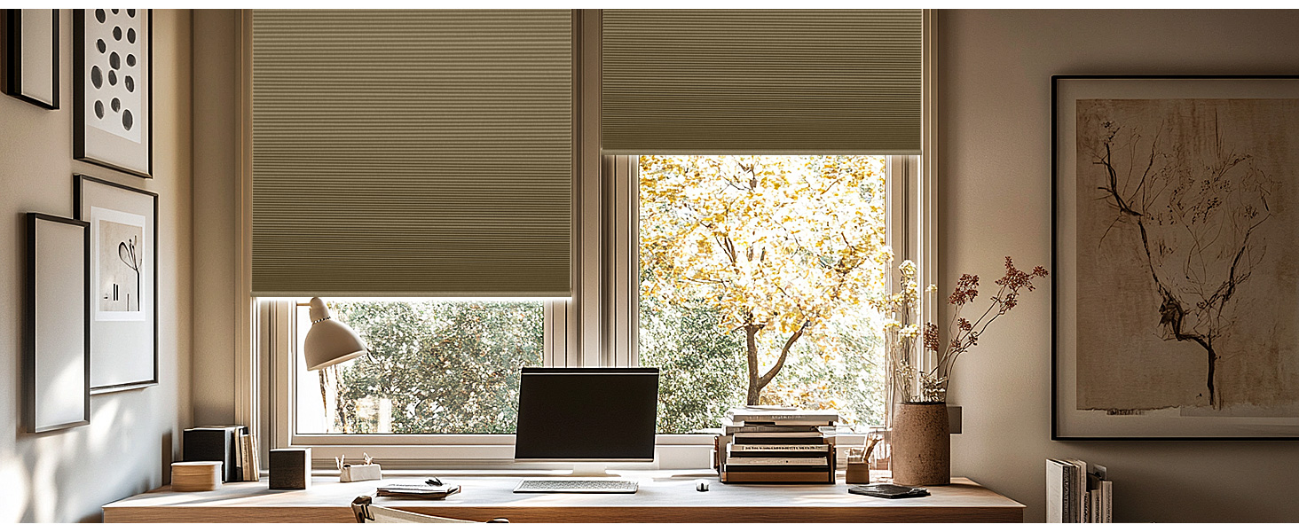Amazon.com: Boolegon No Drill Linen Pattren Cellular Shades for Windows ...