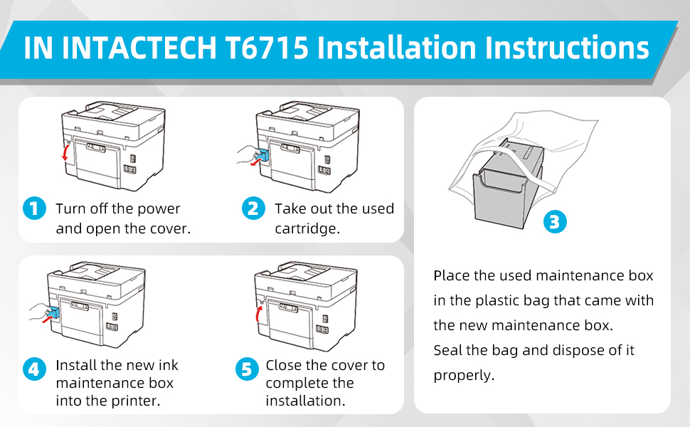 Amazon.com: T6715 T6716 Ink Maintenance Box Replacement for Epson Workforce Pro WF-4730 WF-4740 ...