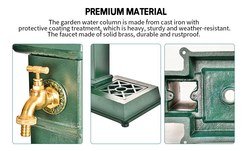 Amazon.com: Sungmor Cast Iron Outdoor Water Column with Faucet, Freestanding Floor Mounted ...