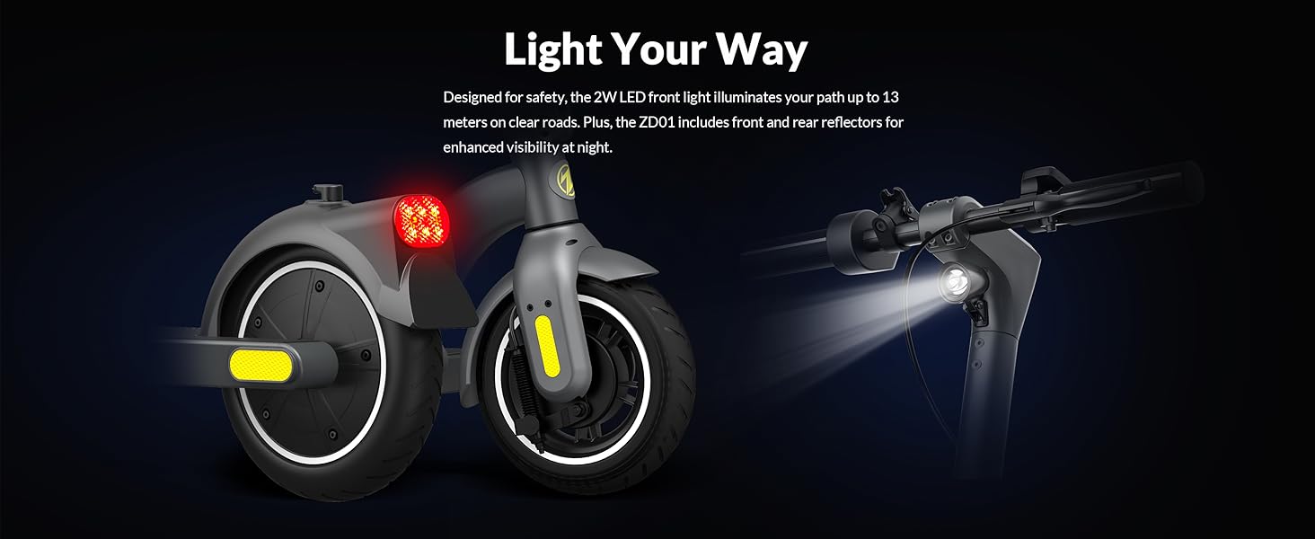 Amazon.com: Electric Scooter ZD01,500W Peak Motor & 19MPH Electric Scooter Adults, 12-15 Mi ...