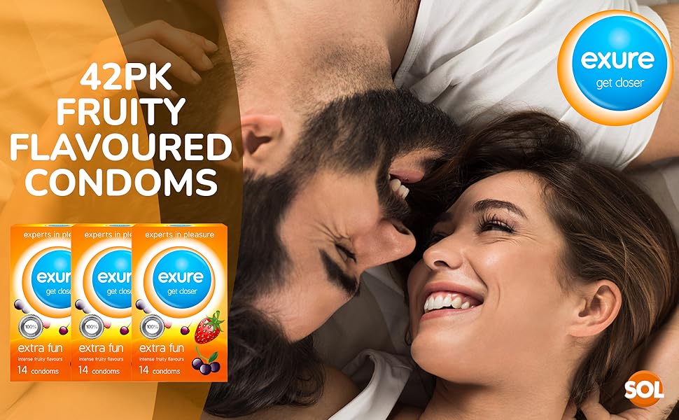 42pk Flavoured Condoms Multipack | Strawberry, Cherry & Blackcurrant | Flavoured Condoms for ...