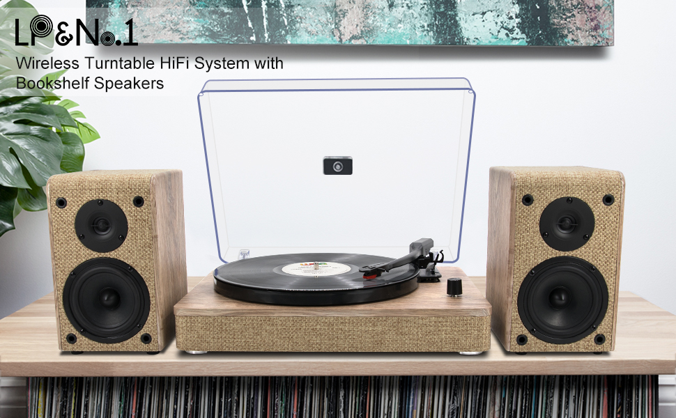 Amazon.com: LP&No.1 Wireless Turntable HiFi System with Bookshelf ...