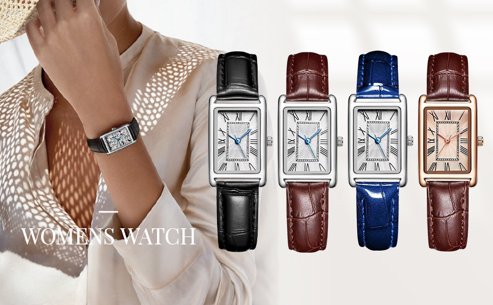 CIVO Ladies Watches Rectangular Analogue Quartz Watches for Women Brown ...