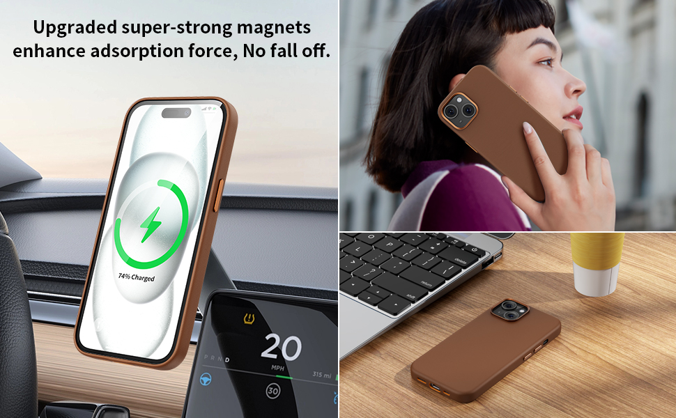 Amazon.com: Rumwot for iPhone 15 Leather Case | Genuine Full Grain Leather| Compatible with ...