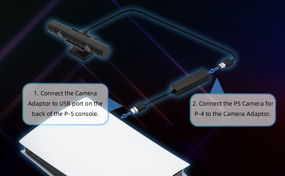 Tolesum Adaptateur de Caméra pour PS5 Pro/Slim VR pour PSVR, Câble de Conversion pour PS4 PS VR ...
