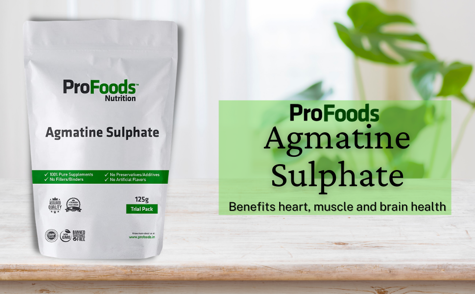 Profoods Agmatine Sulphate (125 g) Benefits heart, muscle, and brain health, (Unflavoured ...
