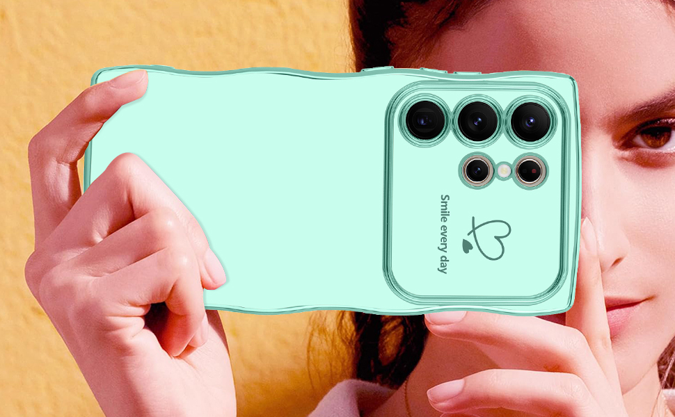 Amazon.com: LCHULLE for Samsung Galaxy S23 Ultra Case for Women Girls, Cute Wave Frame Curly ...