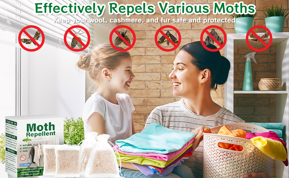 Amazon.com : 12 Pack Moth Repellent for Closets, Peppermint Effective Moth Repellent for House ...