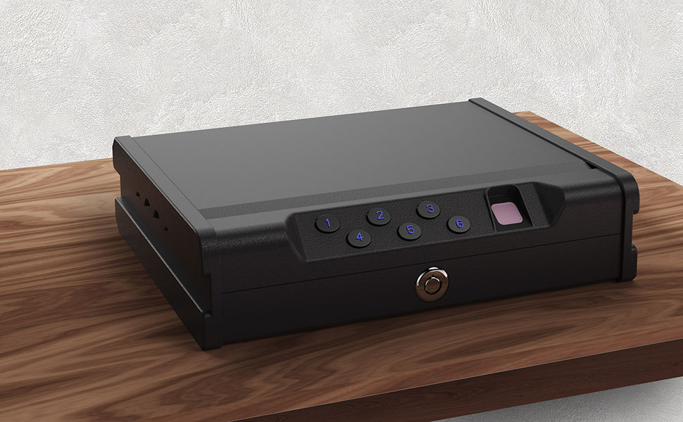 Amazon.com: Biometric Handgun Safe with Fingerprint, Digital PIN and Key Access, 2 Gun Capacity ...
