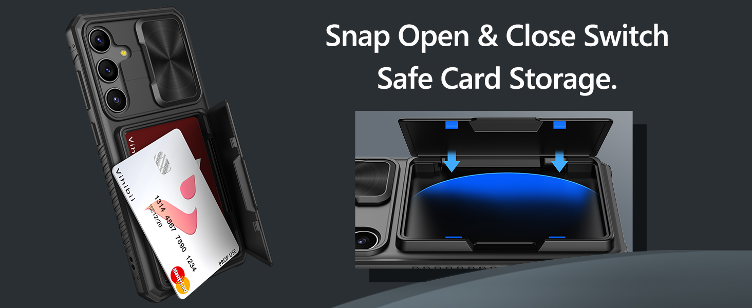 Amazon.com: Vihibii for Samsung Galaxy S24 Plus Case with Card Holder (4 Cards) & Slide Camera ...