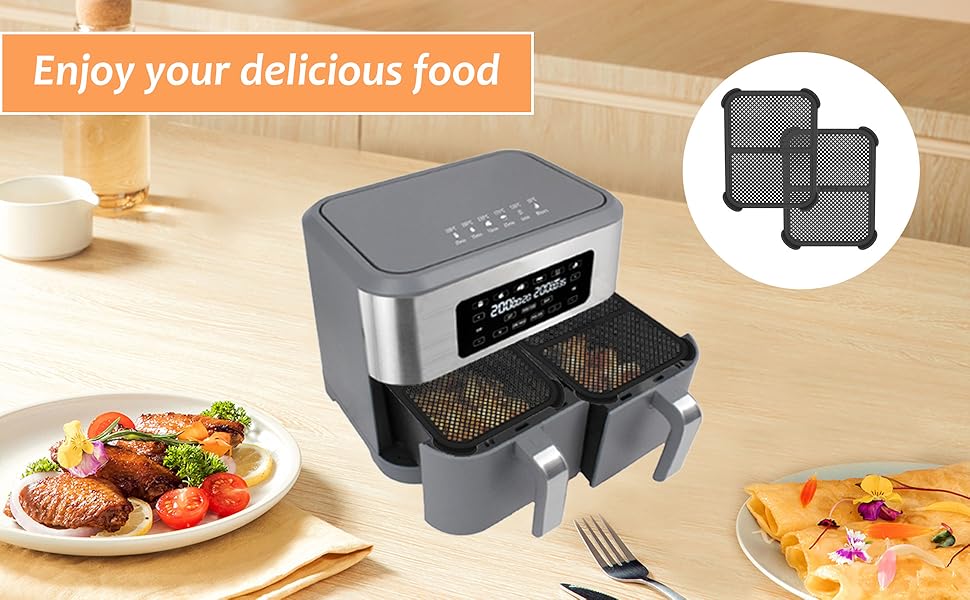 Air Fryer Splatter Screen,2pcs Air Fryer Accessories for Ninja AF400/AF451/DZ401,Silicone Air ...