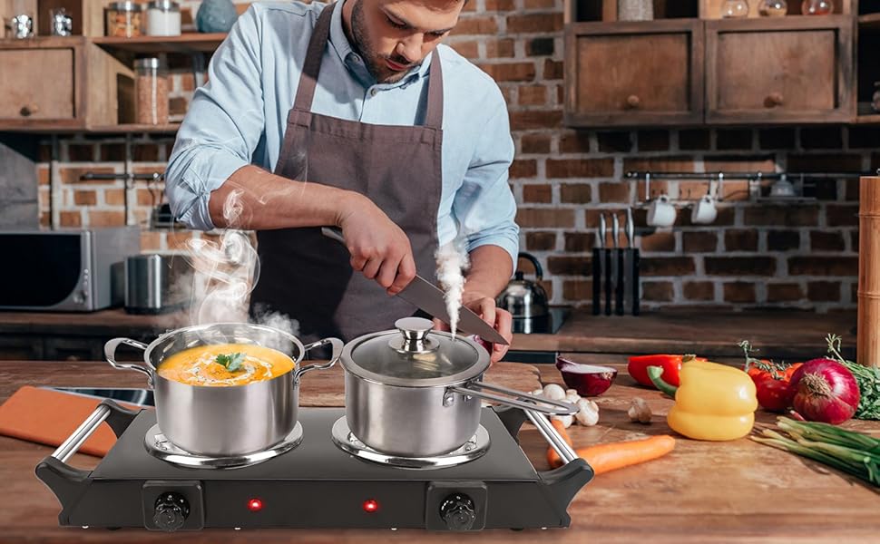 Amazon.com: iMounTEK 2000W Electric Dual Burner Portable Coil Heating Hot Plate Stove Countertop ...