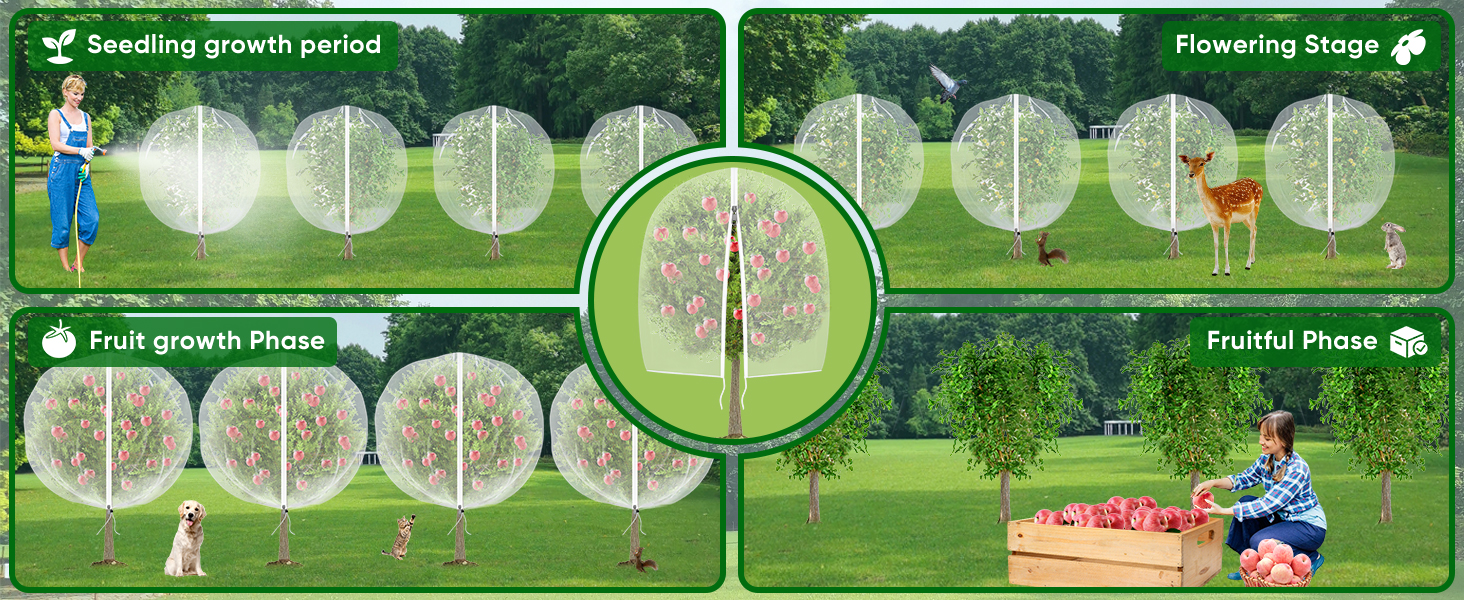 Amazon.com : Large Fruit Trees Netting Zipper - 2Pcs 10X10 FT with Drawstring Bird-Proof,Durable ...