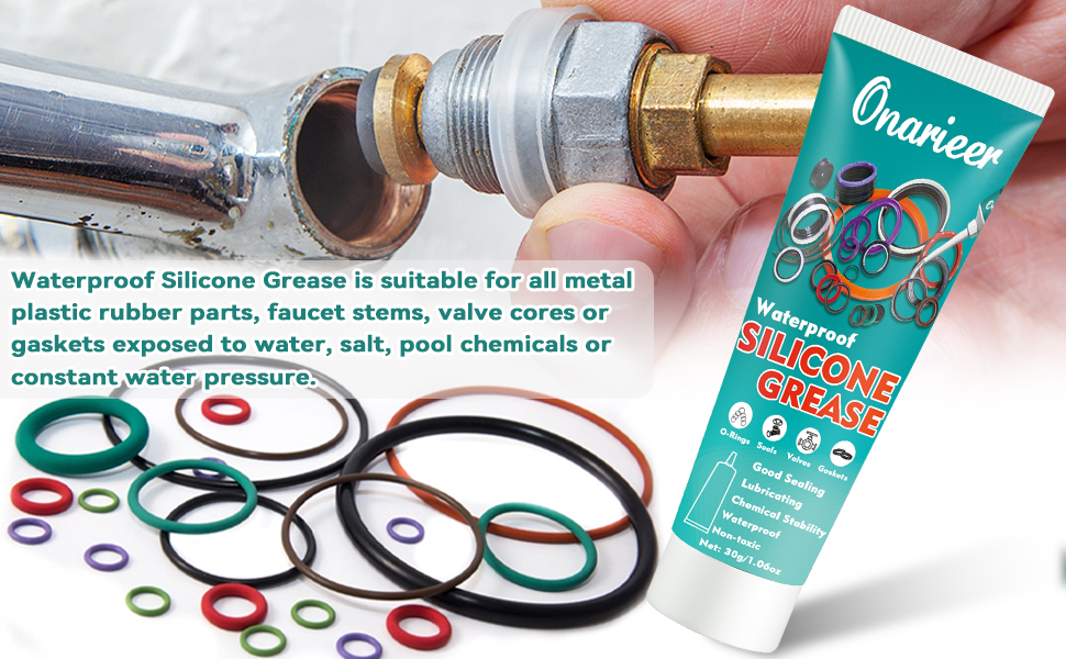 Onarieer Multipurpose O-Ring Silicone Grease with Brush - High Lubrication & Waterproof, Ideal ...