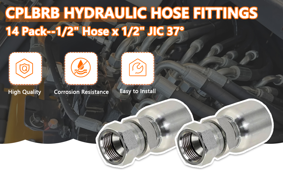 Amazon.com: Cplbrb 14 Pack 1/2" Hose x 1/2" JIC 37° Hydraulic Hose Fittings with Protection ...