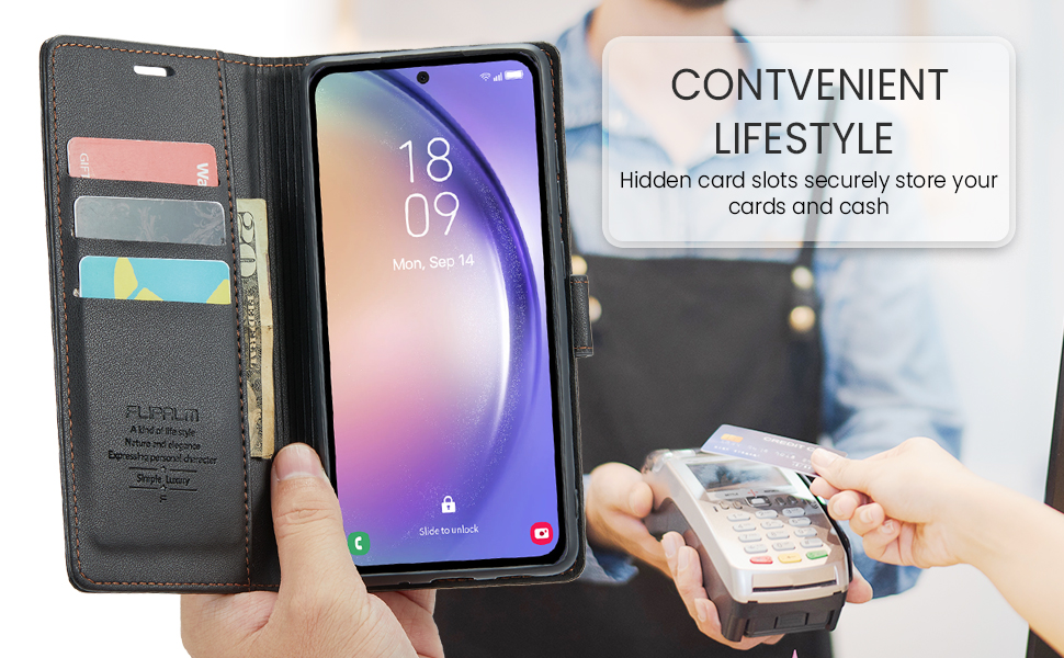 Amazon.com: FLIPALM Wallet Case for Samsung Galaxy A15 5G, RFID Blocking Credit Card Holder, PU ...