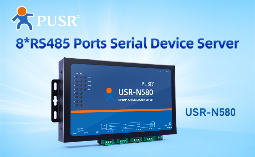 PUSR 8 Ports MQTT Modbus Gateway Support SSL/TLS Edge Computing RS485 Serial to ethernet ...