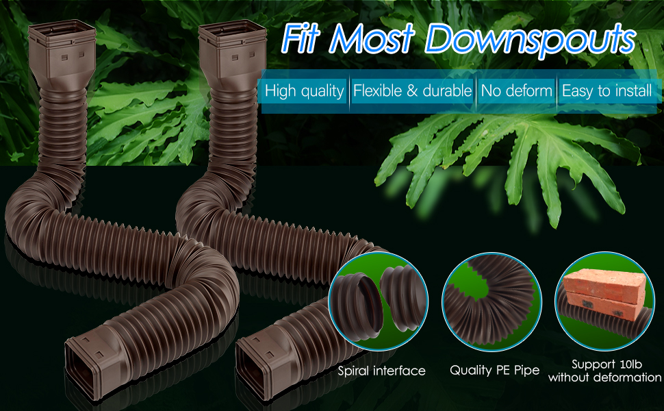 Gutter Downspout Extensions, 2 Pack Flexible Rain Gutter Downspout ...
