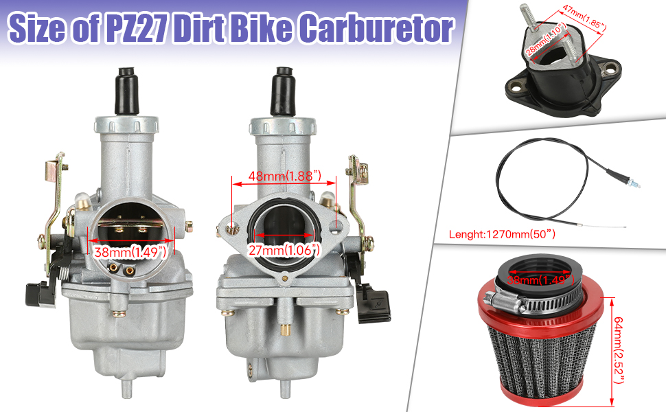 Amazon.com: CILOYU PZ27 Carburetor Kit Replacement for CG 125cc 150cc 200cc 250cc 4 Stroke ...