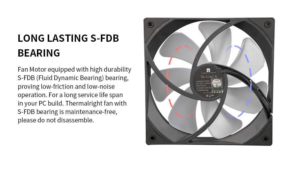Amazon.com: Thermalright TL-C14C-S X3 CPU Fan, 140mm ARGB Case Cooler, 4pin PWM Silent Computer ...