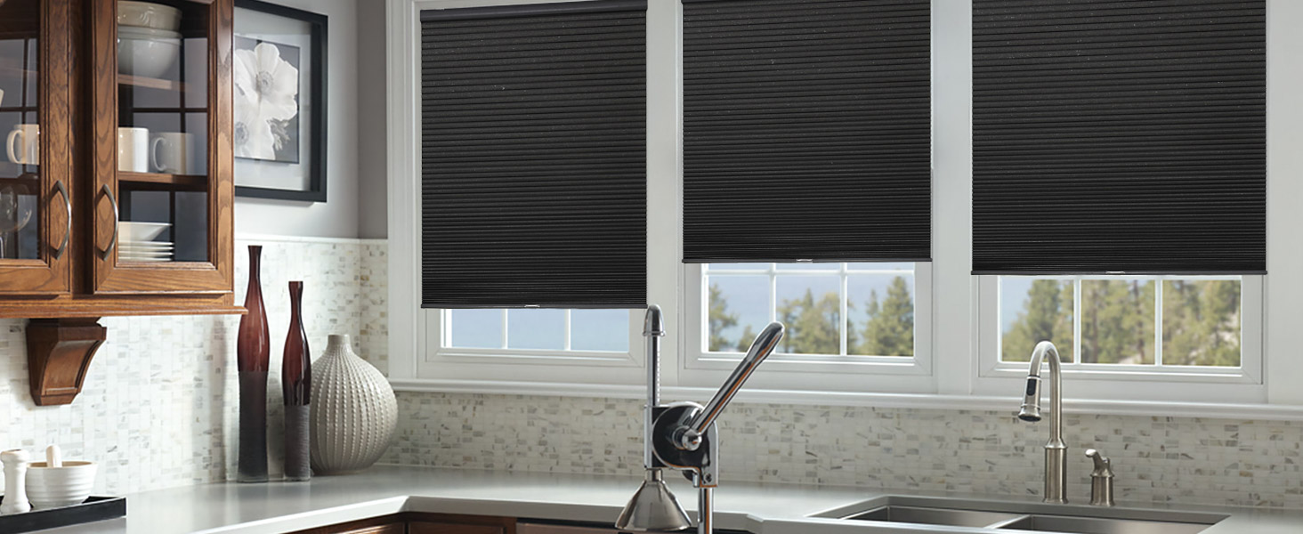 Amazon.com: Joydeco Honeycomb Shades, Black Cordless Cellular Shades ...
