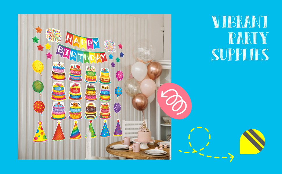Amazon.com: 39 PCS Happy Birthday Bulletin Board Set, Colorful Birthday ...