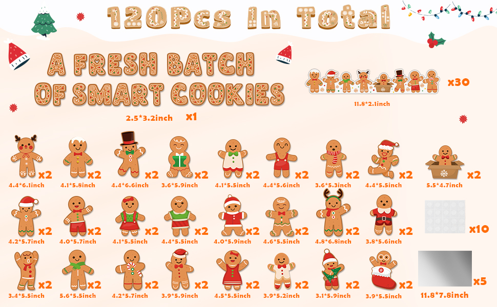 Amazon.com: Haooryx 120Pcs Christmas Winter Gingerbread Man Bulletin ...