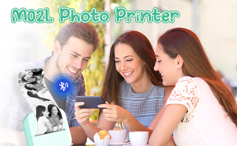 Mini Printer M02L Inkless Printer, 1200mAh, Instant Photo Printer, 203DPI Thermal Printer,Type-C ...
