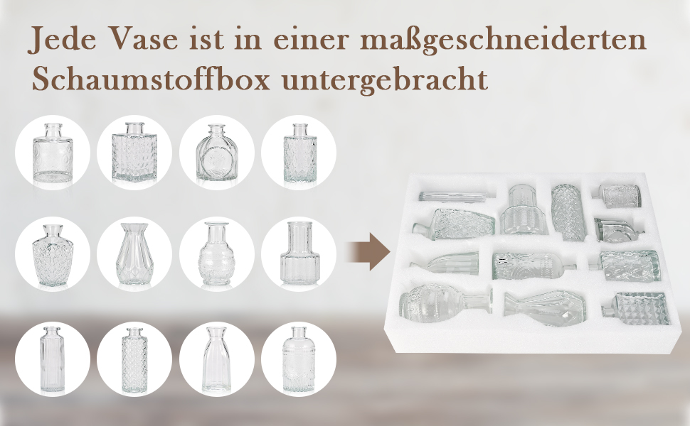 Amazon.de: Cieex Kleine Glasvase Set, 12St kleine Vasen für Tischdeko, Tischvase Vintage Deko ...