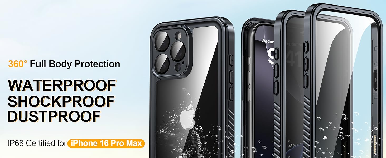 Amazon.com: AMILIFECASES for iPhone 16 Pro Max Case Waterproof, Built-in Privacy Screen & HD ...