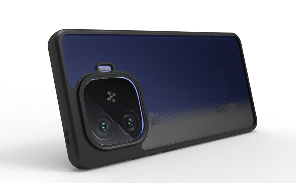 RIGGEAR Shockproof Sleek Hybrid Armor Back Cover Case for iQOO Neo 10R 5G (Black TPU Bumper with ...