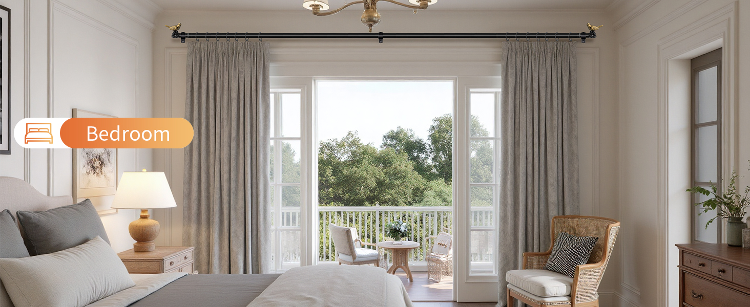 Amazon.com: Decorative Black Curtain Rod 18 to 45 Inches Adjustable Drapery Rod with Bird ...