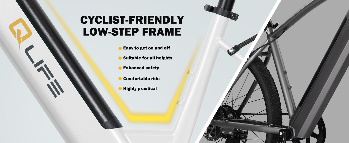 Amazon.com : Qlife Cityone 2.0 Electric Bike for Adults,Up to 65Miles,28MPH,1200W Peak Motor 26 ...